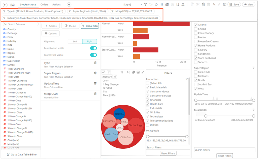 Viewing Active Filters