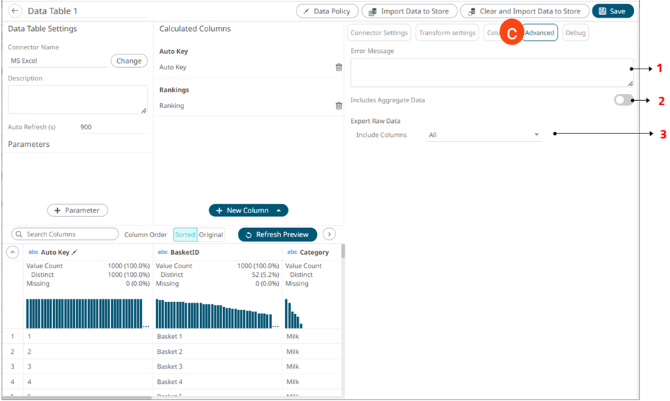 Working with Data Table Editor