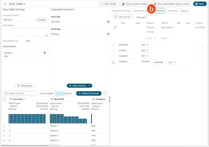 Working with Data Table Editor