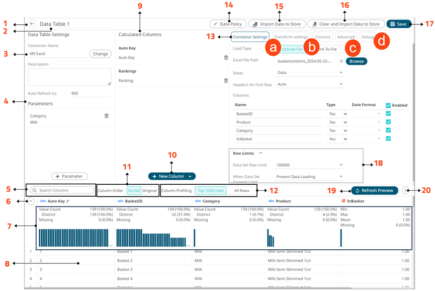Working with Data Table Editor