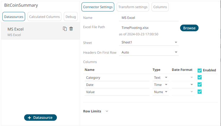 Connector for MS Excel