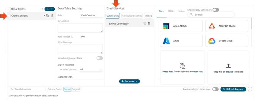 Adding A New Data Table Using The Workbook Internal Data Table Editor
