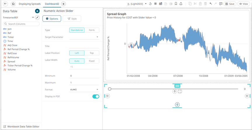 Adding a Numeric Action Slider