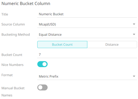 Adding Numeric Equal Distance Bucketing
