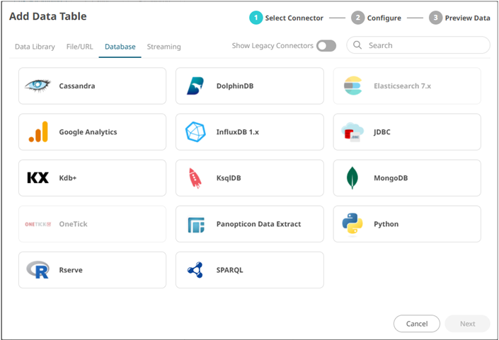 Working with Add Data Table Wizard