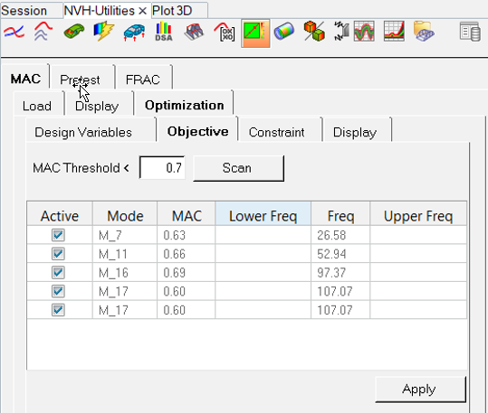 MAC - Optimization Tab