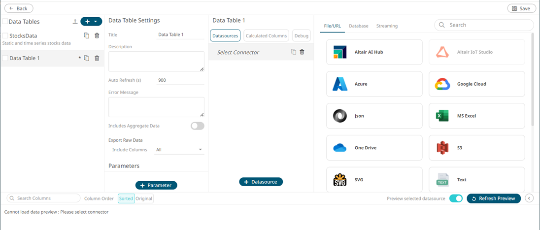 Adding More Data Tables Using the Workbook Internal Data Table Editor Layout