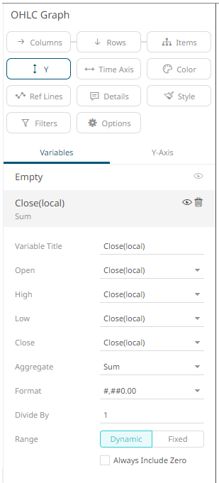 OHLC Variable Configuration
