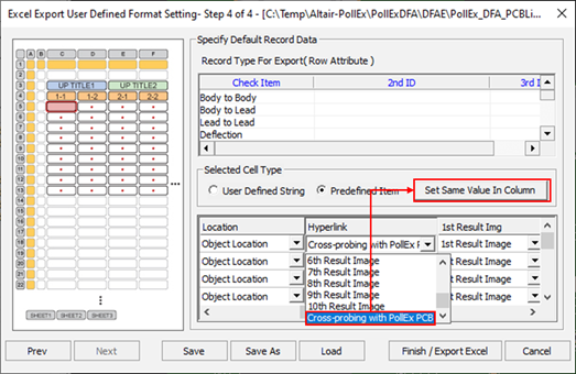 Cross-Probe with Excel Result