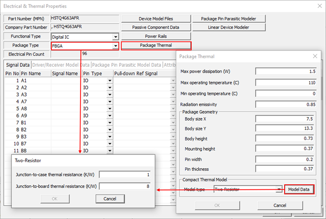 Analysis Part Setup Dialog Parameters
